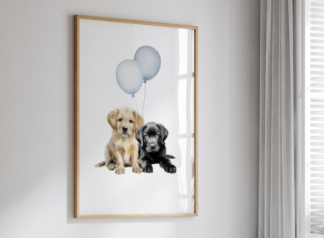 LABRADOR NURSERY PRINT: Black Labrador and Yellow Labrador Puppy ...
