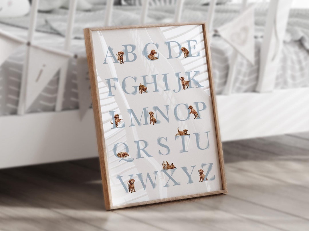 Red Fox Labrador Alphabet Poster, Puppy ABC Print, Cute Red Fox Lab Dog ...