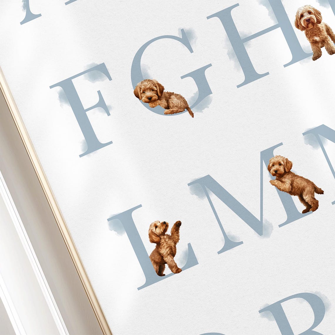 COCKERPOO Nursery Print. Dog Alphabet Print - Blue. Printable Puppy ...