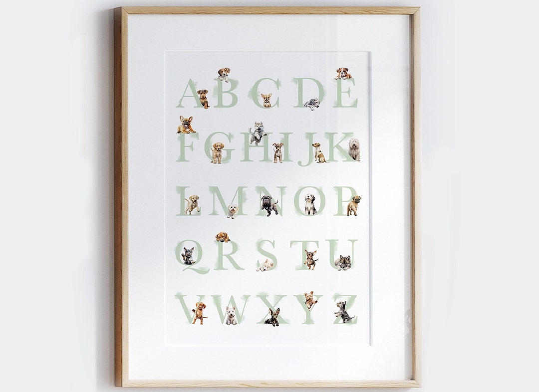 Puppy Dog ALPHABET POSTER Puppy Nursery Decor Alphabet Nursery Art ...