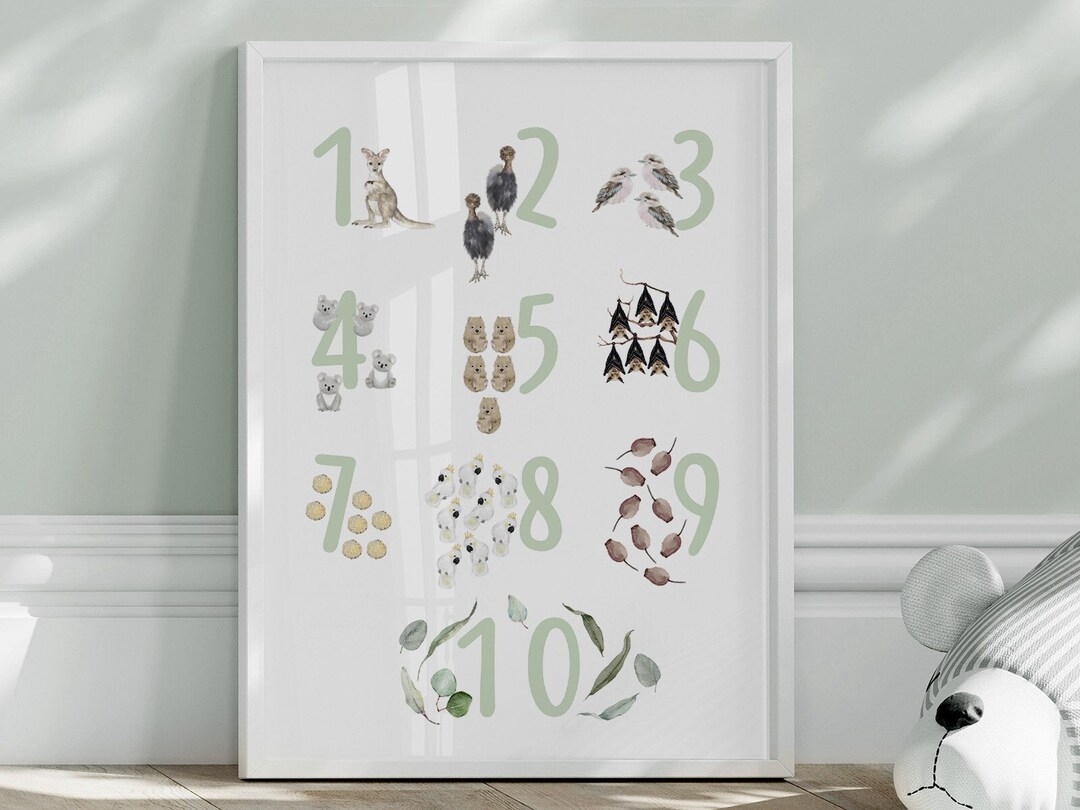 Educational Posters With Australian Animals - Math Poster With Numbers ...