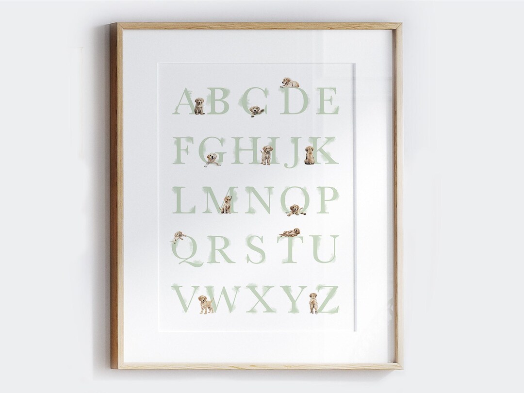 GOLDEN RETRIEVER Alphabet Poster. Puppy ABC Poster. Golden - Etsy