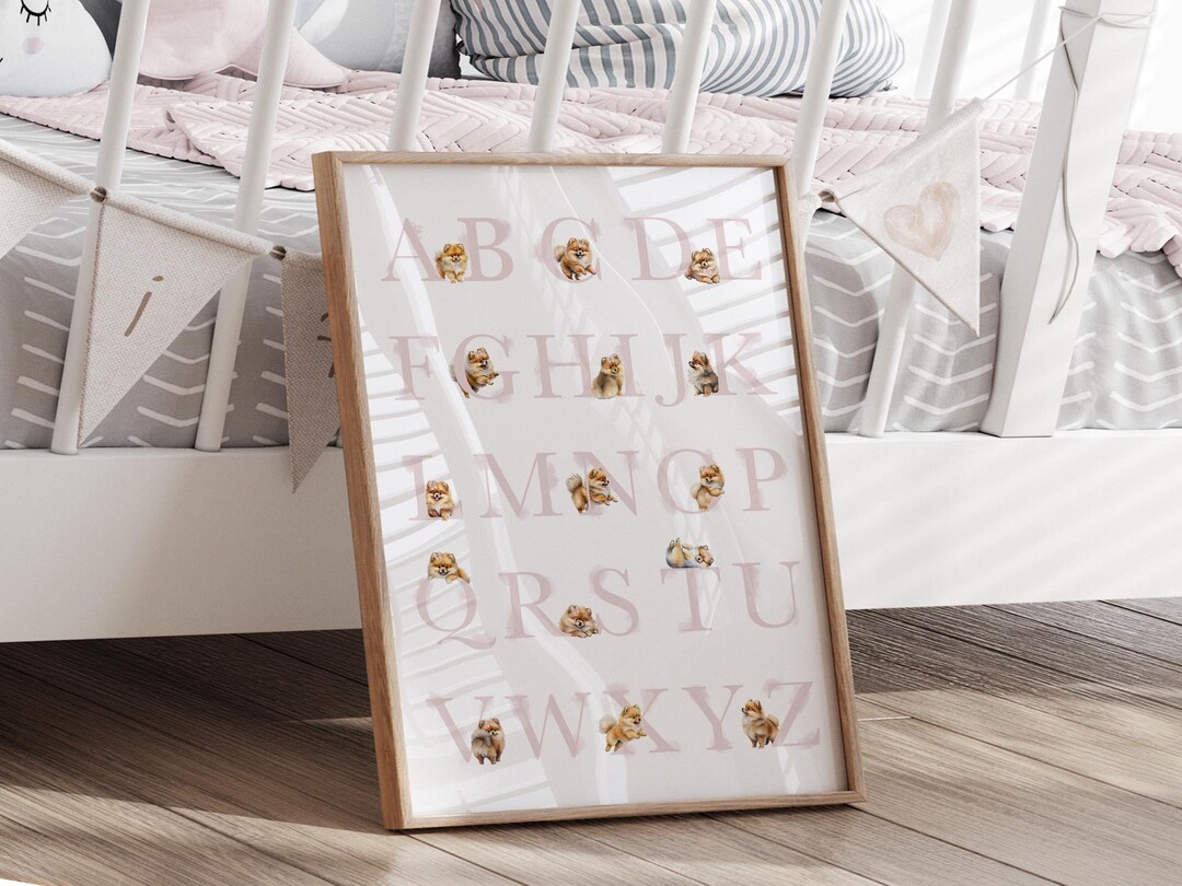 POMERANIAN Puppy ABC Poster With Pink Alphabet Letters | Pink Alphabet ...