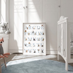 Puppy ALPHABET POSTER | Puppy Nursery Decor | Puppy Dog Wall Art for a ...