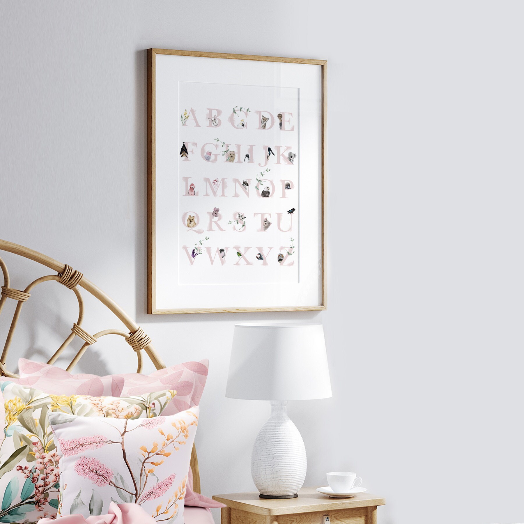 Australian Animal Alphabet Poster Pastel Pink Aussie Animal - Etsy