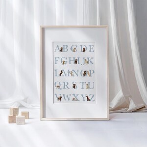 Golden Retriever, Chocolate Labrador Blue Puppy Alphabet Poster. Dog ...