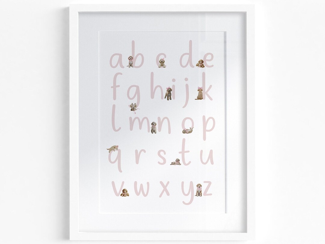 GOLDENDOODLE Puppy Alphabet Poster Goldendoodle With Pink Bows ABC ...