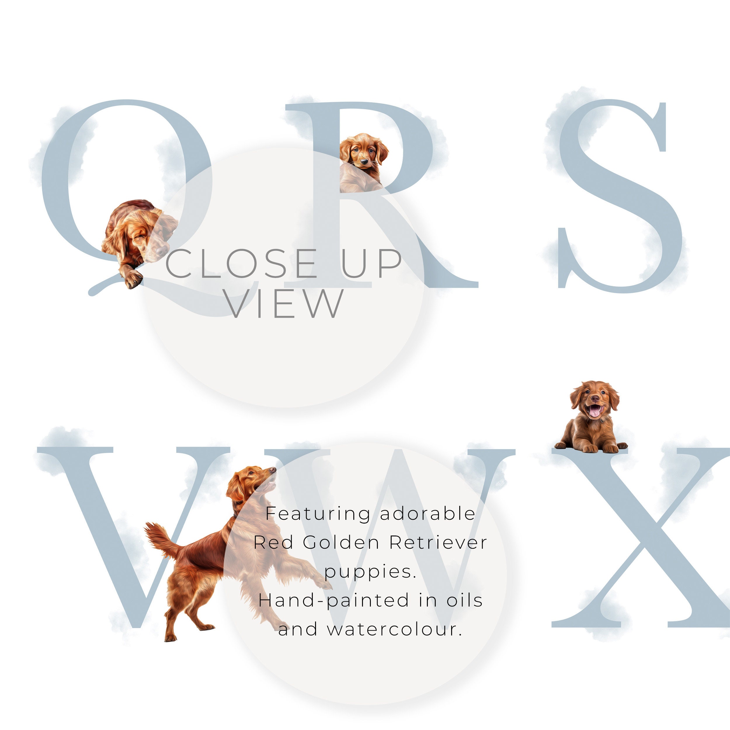 RED GOLDEN RETRIEVER Alphabet Poster. Puppy Abc Poster. Golden - Etsy