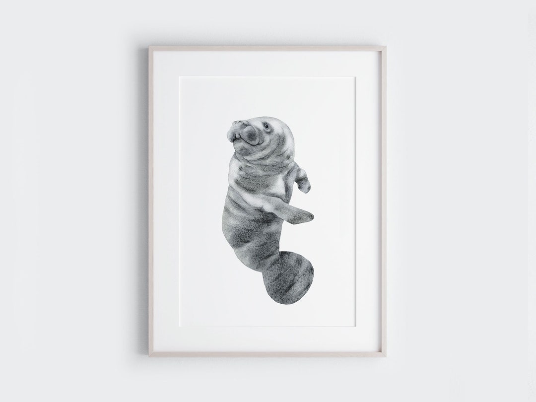 MANATEE Print, Manatee Wall Art, Manatee Watercolor, Ocean Nursery ...