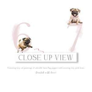 FAWN PUG Numbers Poster With Pastel Pink Watercolour Numbers. Puppy ...
