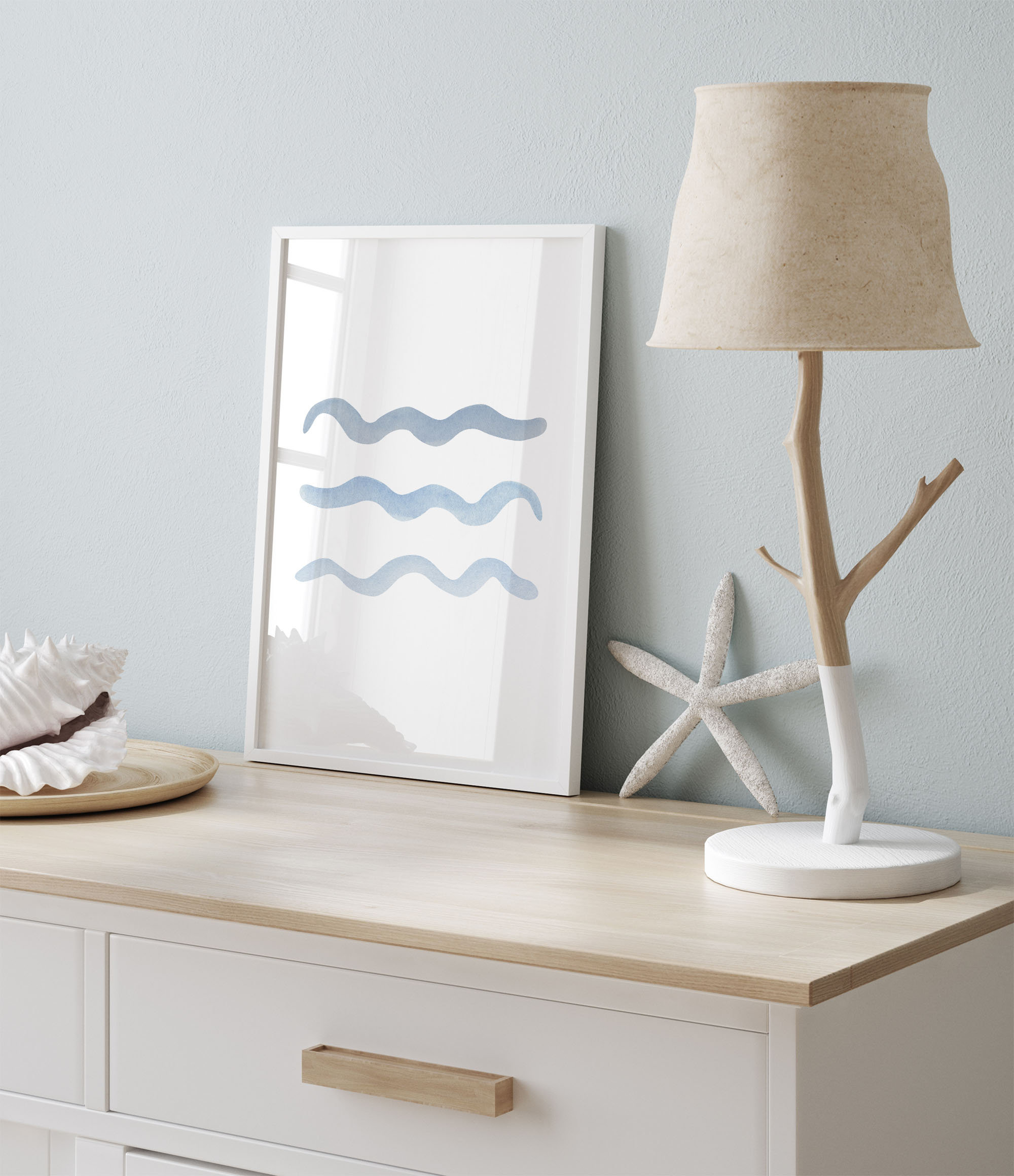Blue Waves Wall Art, Abstract Waves, Ocean Nursery, Nautical Decor ...