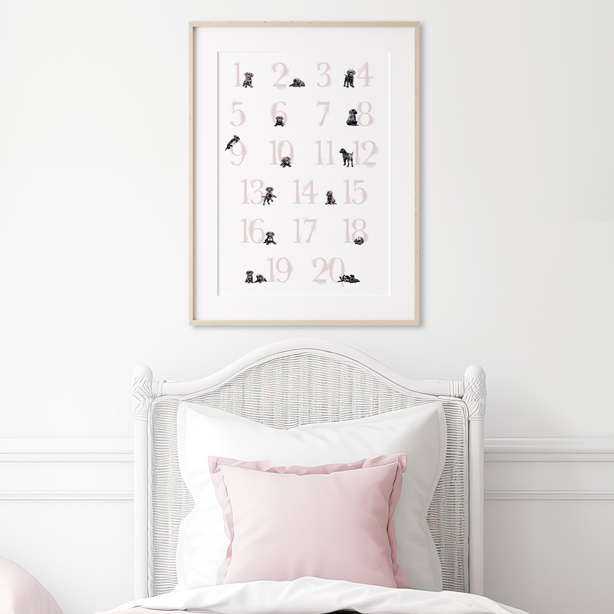 BLACK LABRADOR With Pink Bows Numbers Poster. Educational - Etsy
