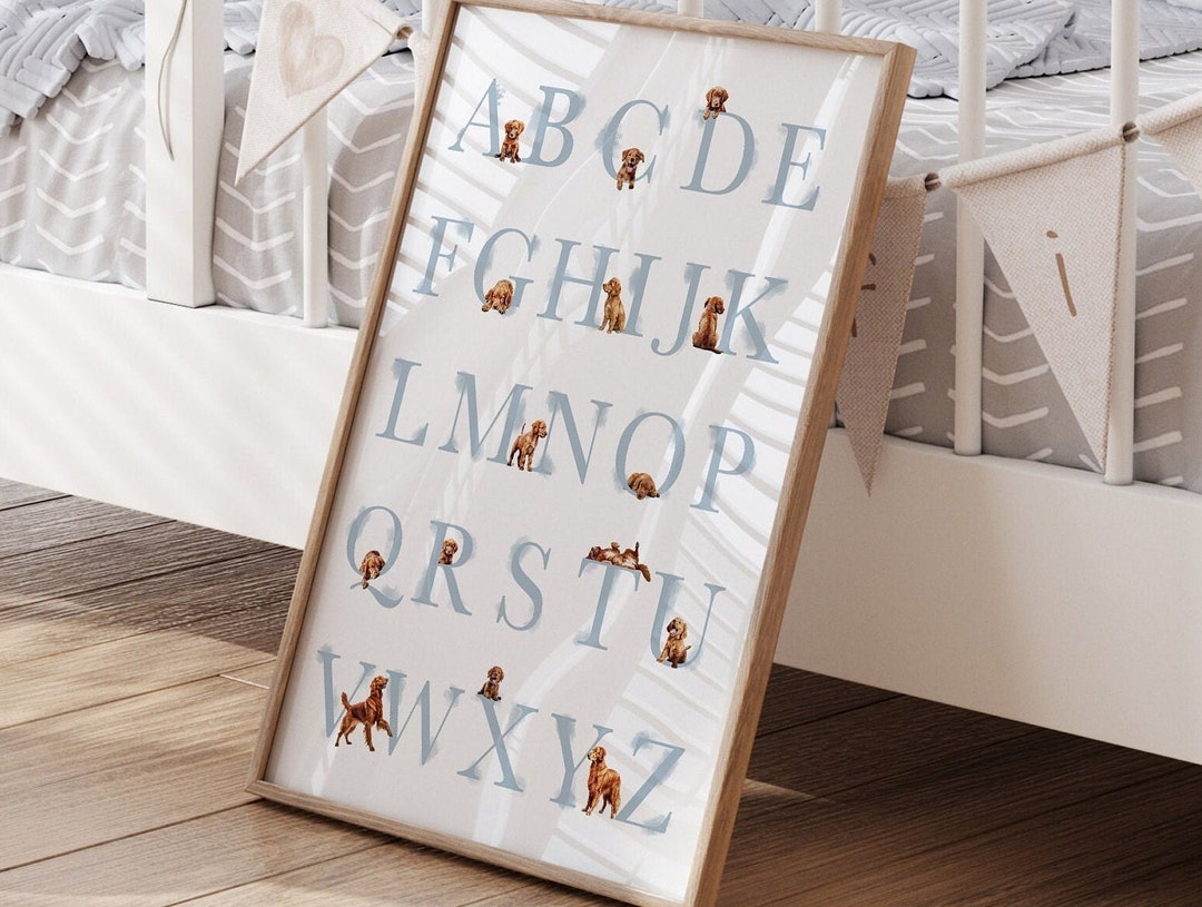 RED GOLDEN RETRIEVER Alphabet Poster. Puppy Abc Poster. Golden ...