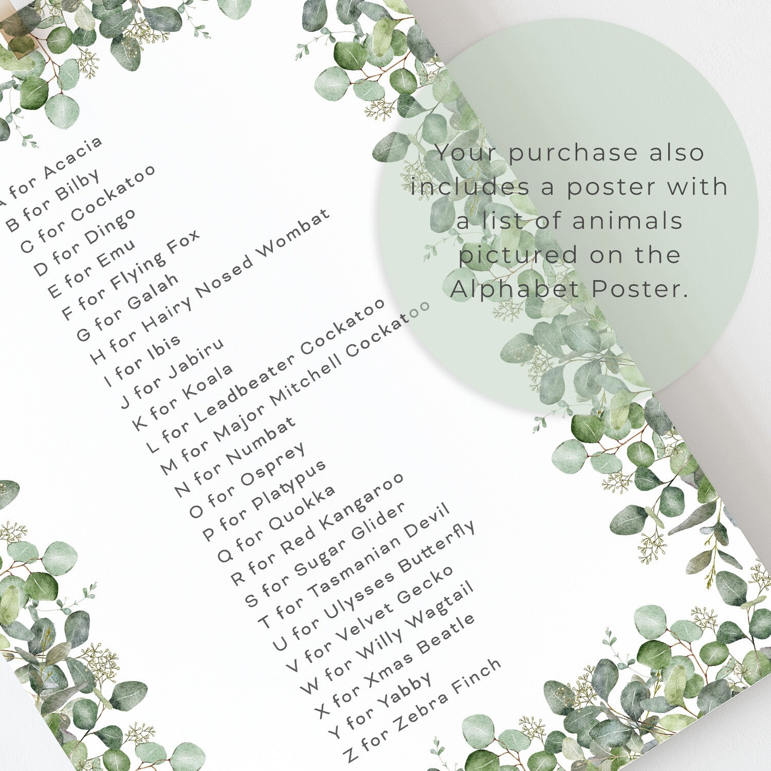 Australian Animal ABC Poster Alphabet Poster Alphabet - Etsy Australia