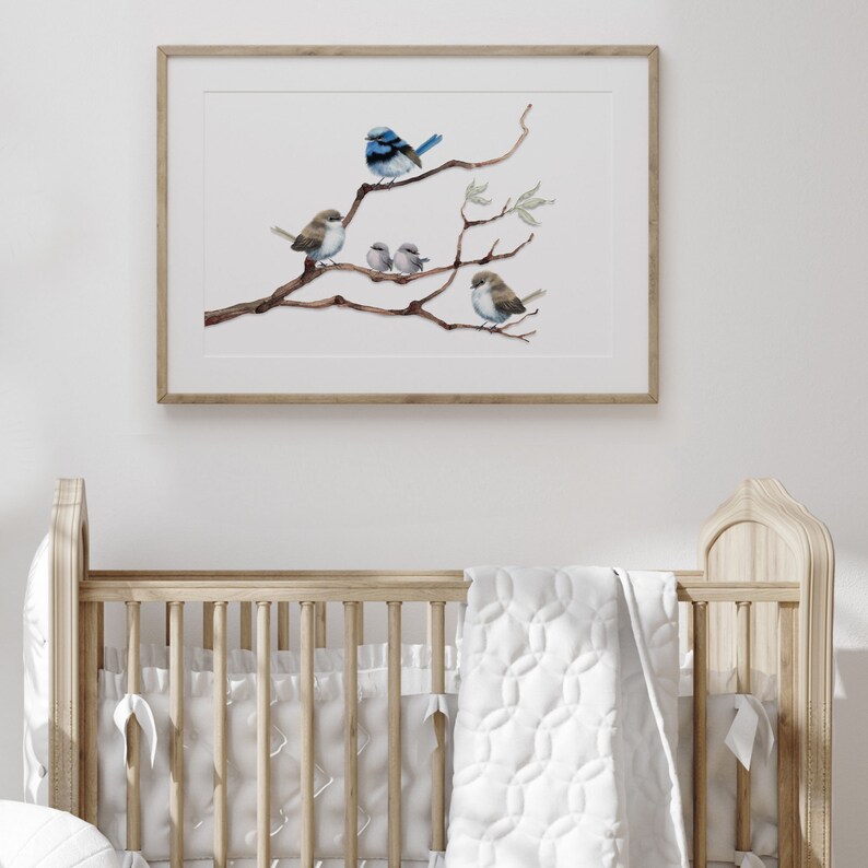BLUE FAIRY WREN Family Print Printable Art Australian Bird - Etsy