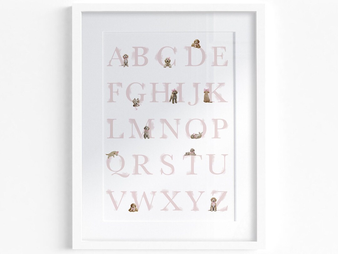 GOLDENDOODLE Puppy Alphabet Poster Goldendoodle With Pink Bows ABC ...