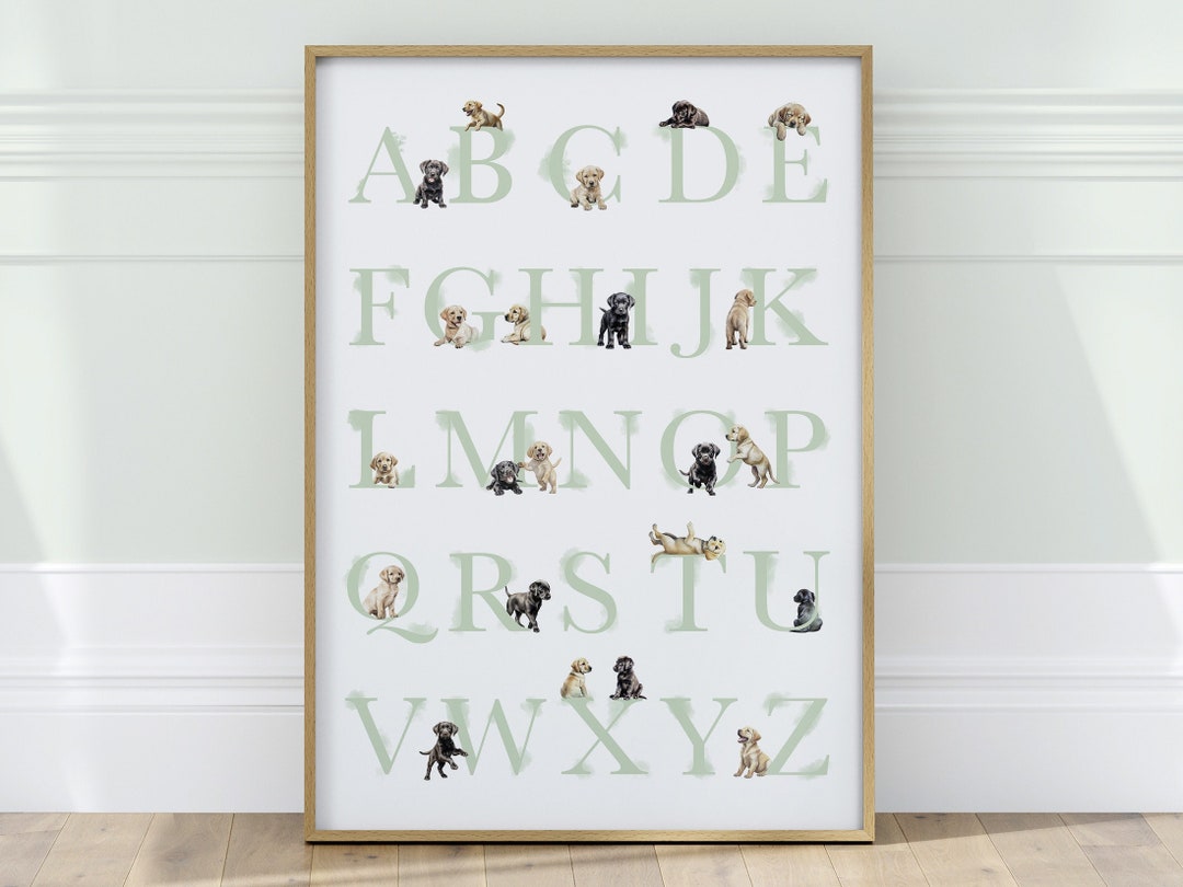 LABRADOR Dog Alphabet Print Puppy ABC Poster Black Lab and Yellow ...