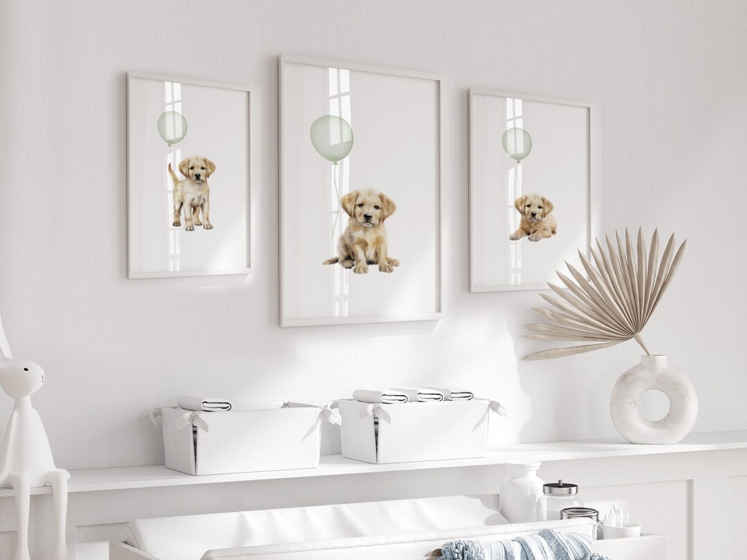 LABRADOR Puppy Nursery Decor, Set of 3 Prints, Yellow Lab Nursery Art ...