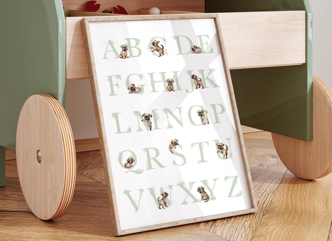 BRUSSELS GRIFFON Printable ABC Poster With Sage Green Watercolor ...