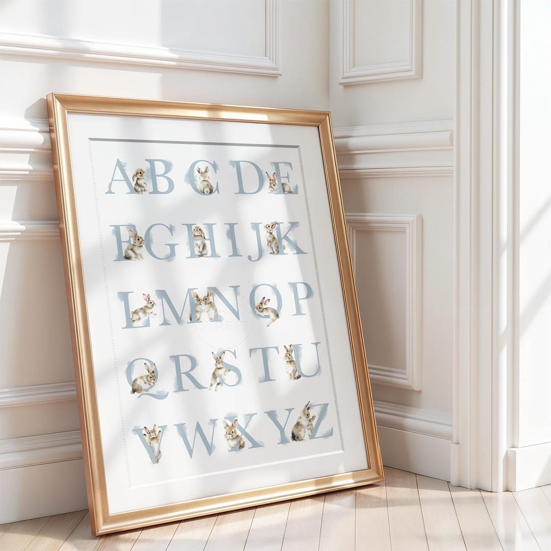 Bunny Alphabet Poster Blue BOY | Baby Boy Nursery Wall Art | Cute ...