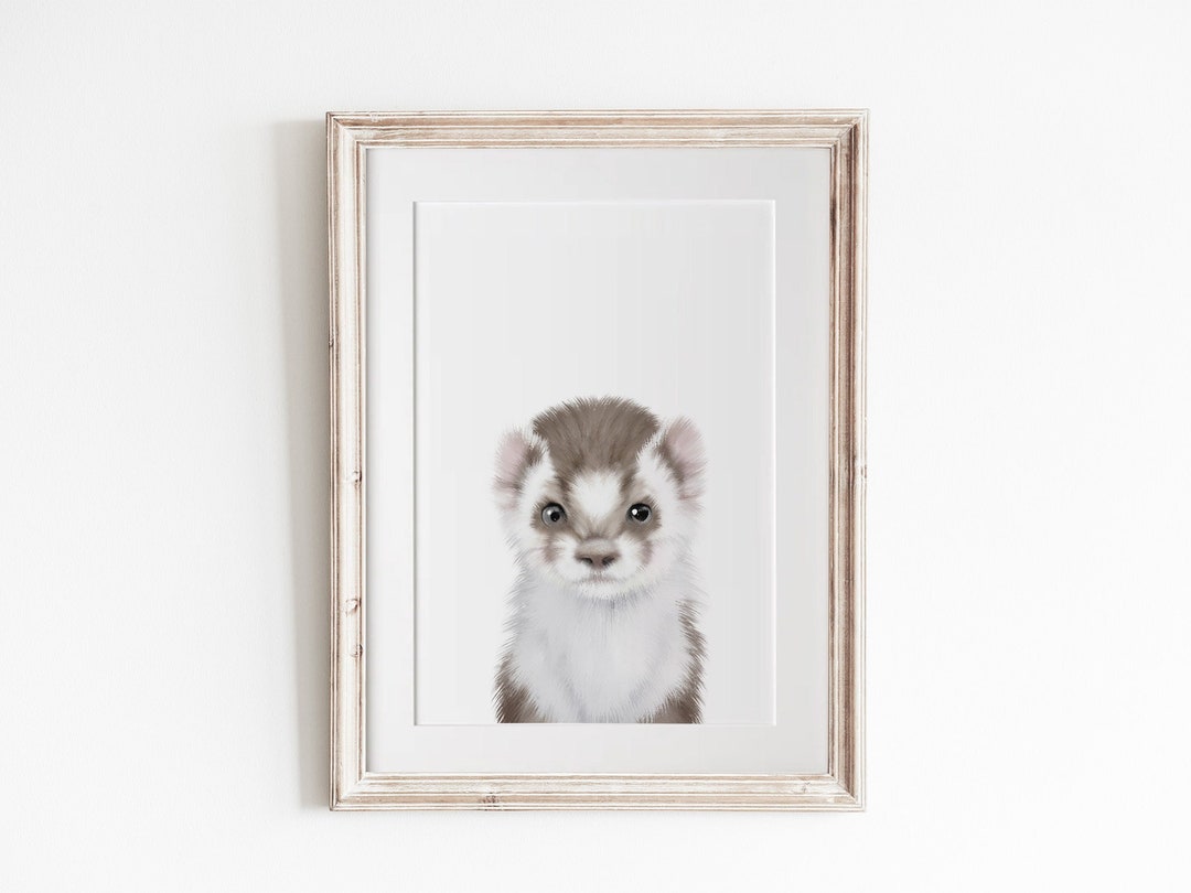 Baby WEASEL Print, Watercolor Weasel, Watercolor Nursery Animals ...