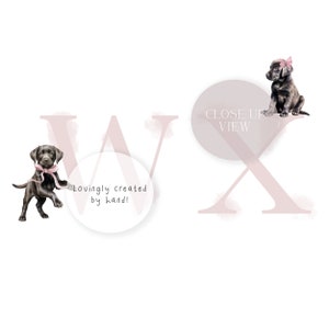 BLACK LABRADOR With Pink Bows Alphabet Poster | Puppy ABC Poster. Black ...