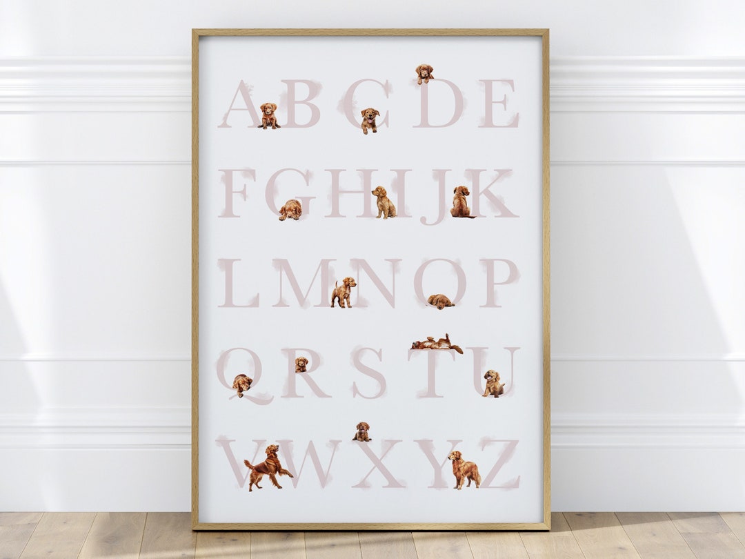 RED GOLDEN RETRIEVER Alphabet Poster. Puppy Abc Poster. Golden ...