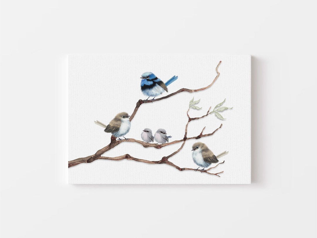 BLUE FAIRY WREN Family Print, Printable Art, Australian Bird Nursery ...