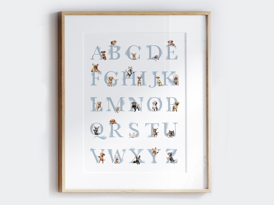 Puppy ALPHABET POSTER Puppy Nursery Decor Puppy Dog Wall Art for a Boy ...