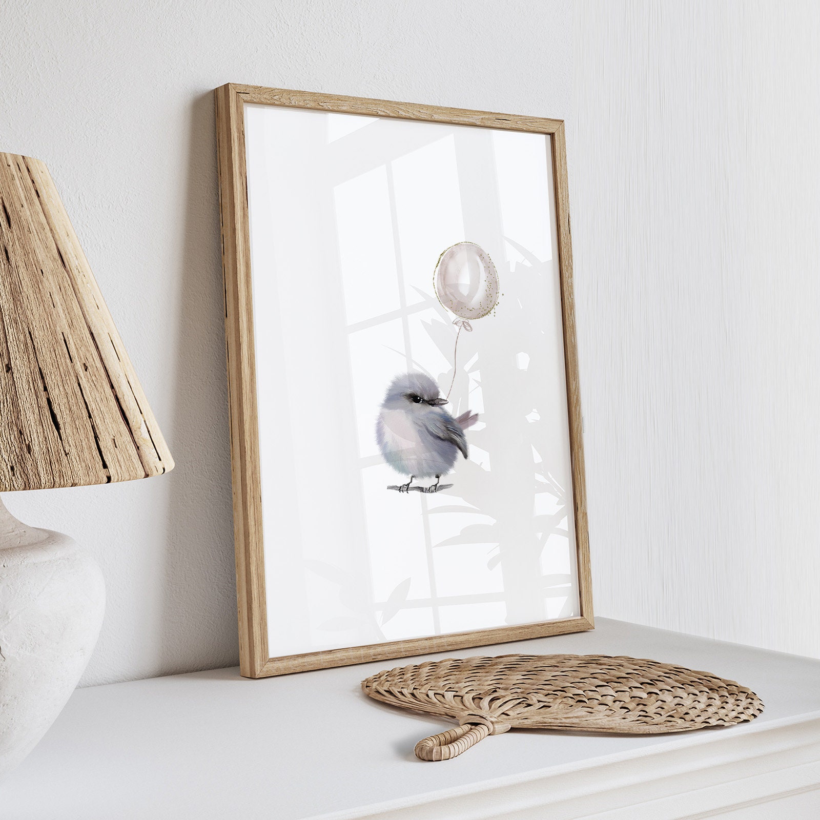 Baby Fairy WREN Holding a Pink Balloon, Wren PRINT, Fairy Wren DIGITAL ...