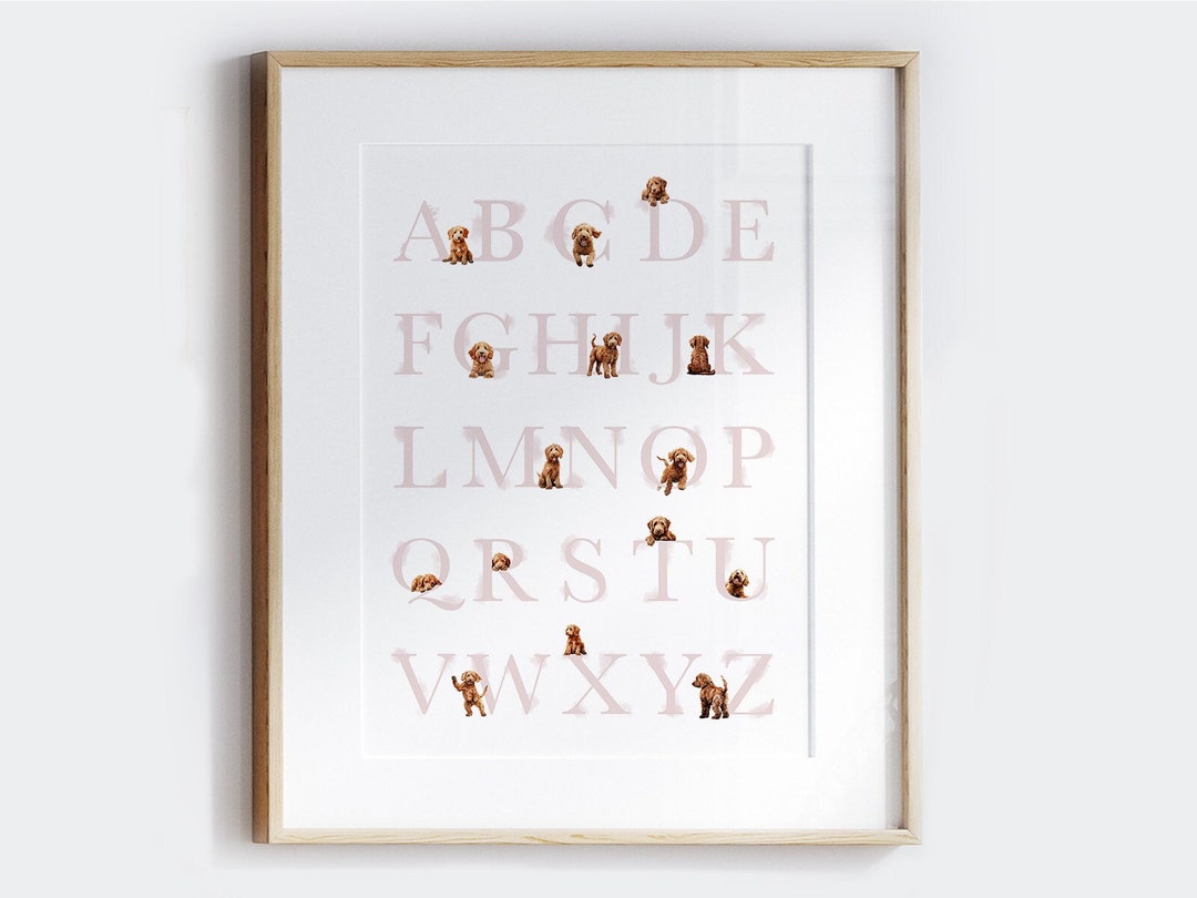 RED GOLDENDOODLE Puppy Alphabet Poster Goldendoodle ABC Poster Nursery ...