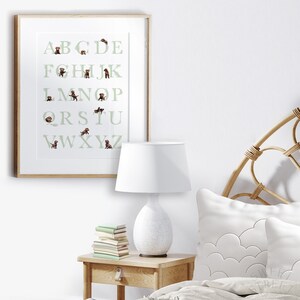 CHOCOLATE LAB Sage Green Alphabet Poster, Brown Labrador Puppy Nursery ...