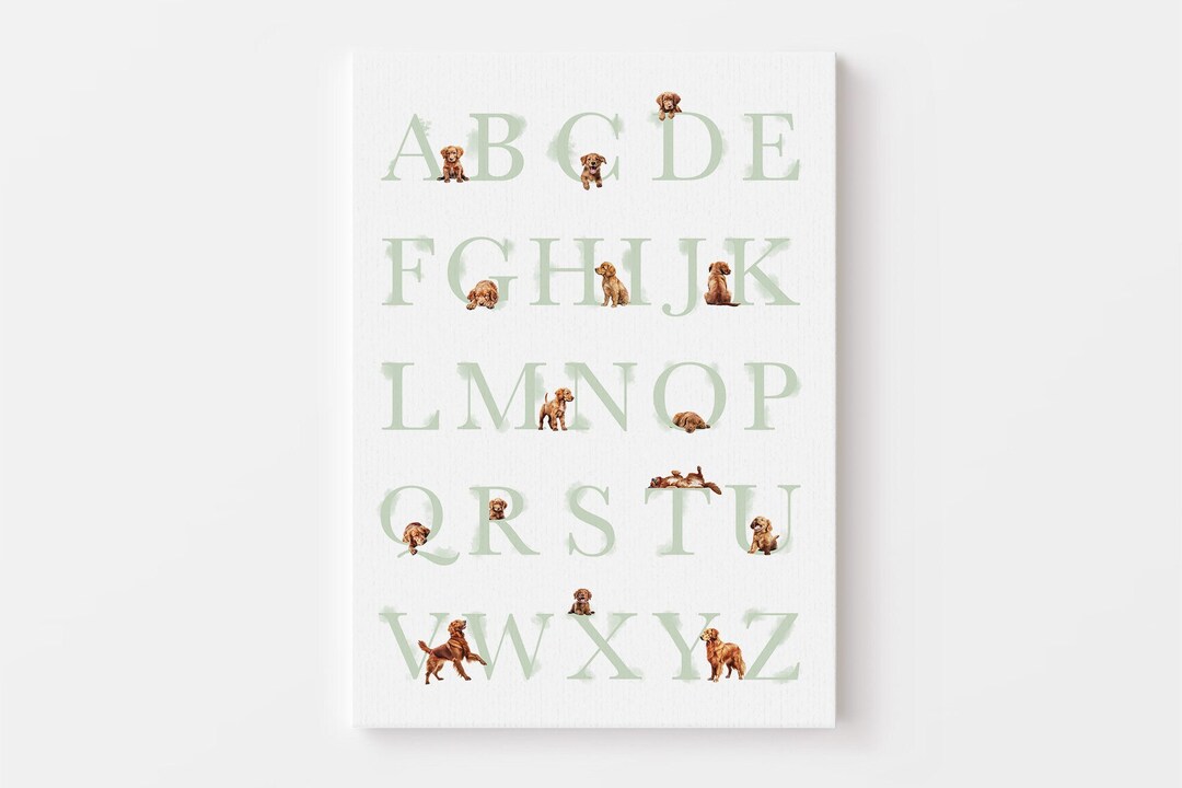 RED GOLDEN RETRIEVER Alphabet Poster. Sage Green Puppy Abc Poster ...