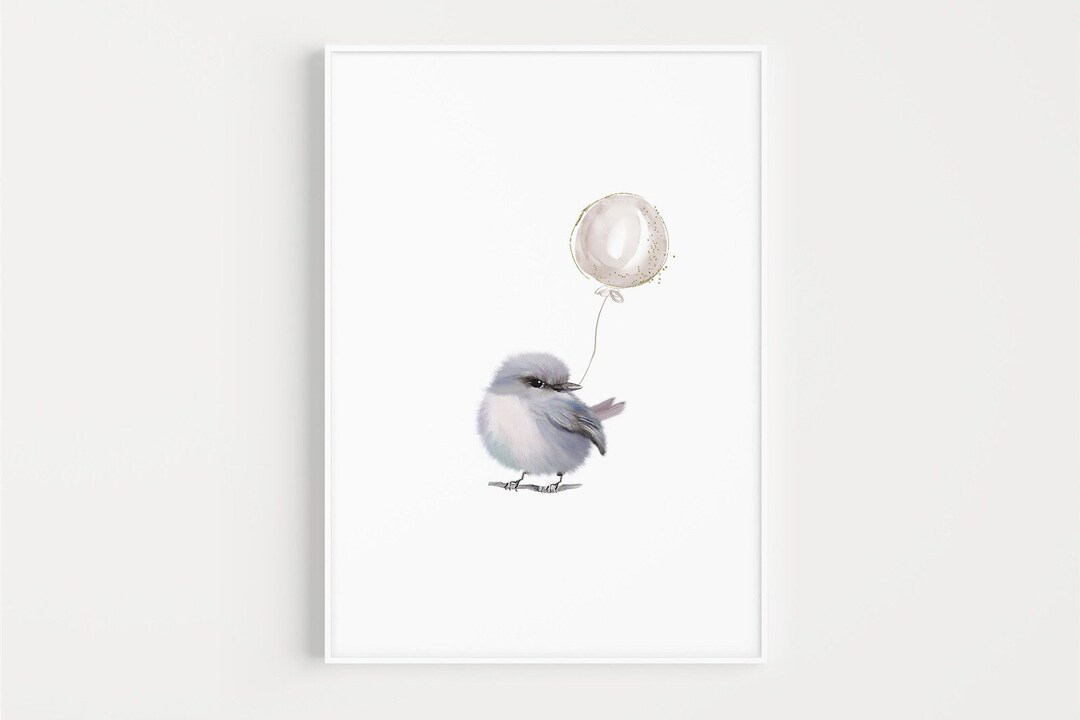 Baby Fairy WREN Holding a Pink Balloon, Wren PRINT, Fairy Wren DIGITAL ...