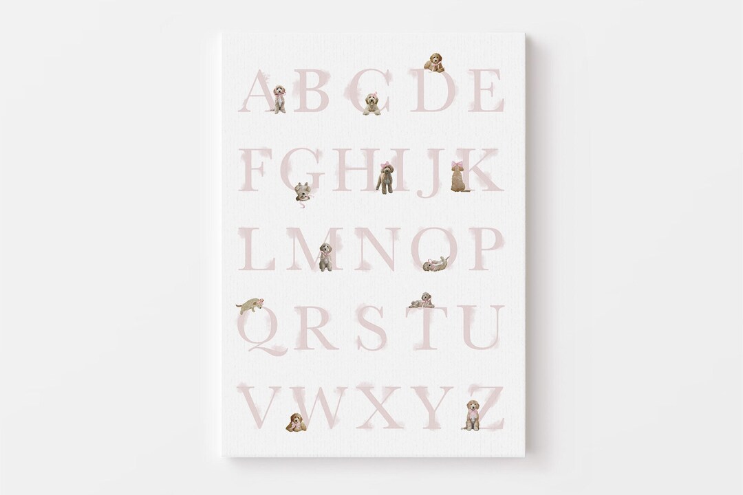 GOLDENDOODLE Puppy Alphabet Poster Goldendoodle With Pink Bows ABC ...
