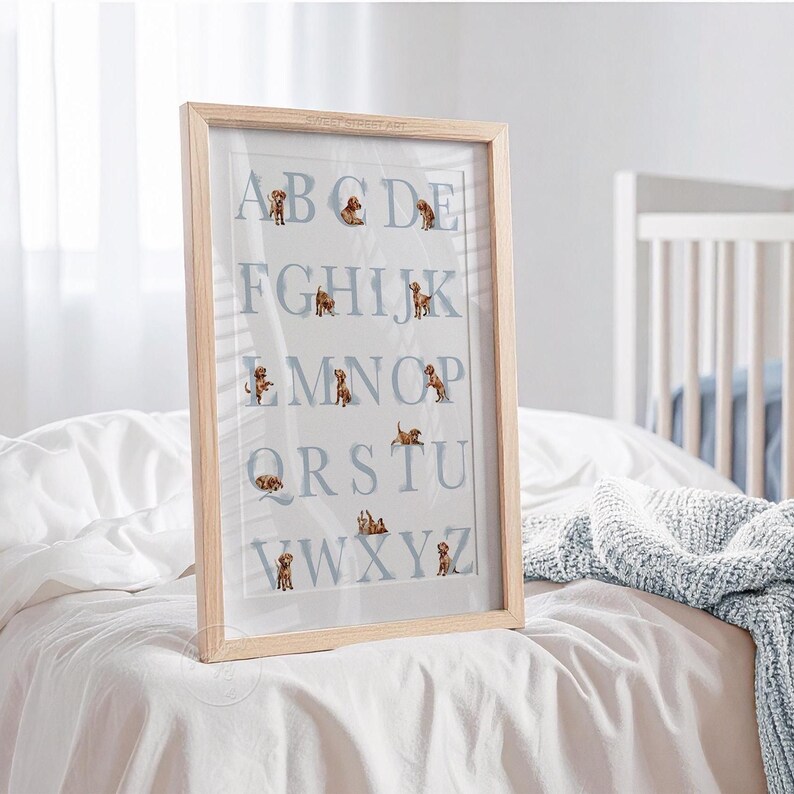 Red Fox Labrador Alphabet Poster, Puppy ABC Print, Cute Red Fox Lab Dog ...