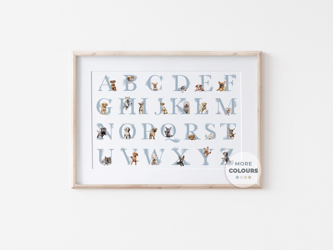 Puppy Alphabet Poster | Custom Puppy Nursery Decor, Dog Wall Art for ...