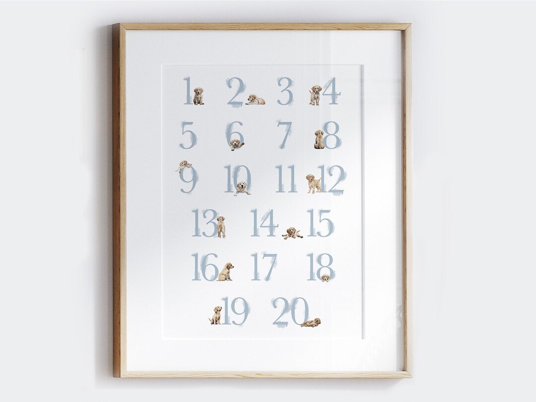 GOLDEN RETRIEVER Numbers Poster. Boys Puppy Nursery Decor. Dog - Etsy