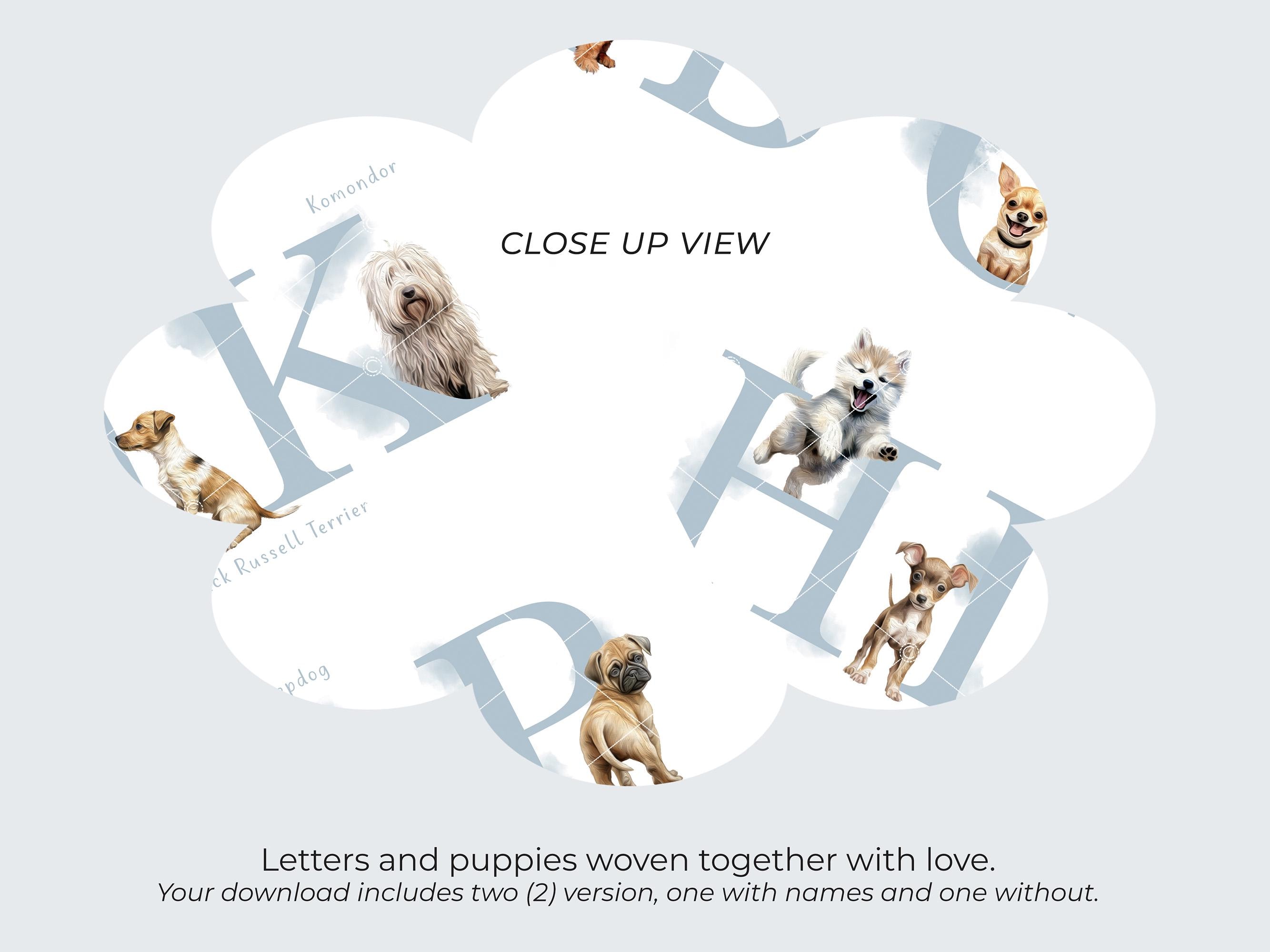 Puppy ALPHABET POSTER | Puppy Nursery Decor | Puppy Dog Wall Art for a ...