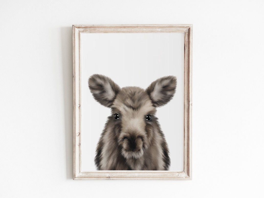 Baby MOOSE Print, Moose Decor, Woodland Nursery, Moose Poster Print ...