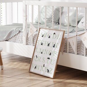 BLACK LABRADOR ABC Poster With Sage Green Letters Puppy Nursery Decor ...