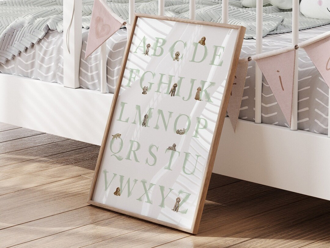 GOLDENDOODLE ABC Poster Puppy Nursery Decor Digital Prints Dog Nursery ...