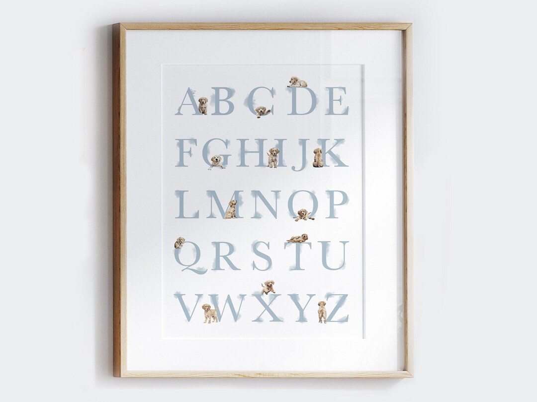 GOLDEN RETRIEVER Alphabet Poster. Puppy ABC Poster. Golden Retriever ...
