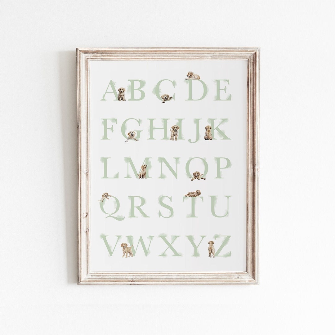 GOLDEN RETRIEVER Alphabet Poster. Puppy ABC Poster. Golden - Etsy