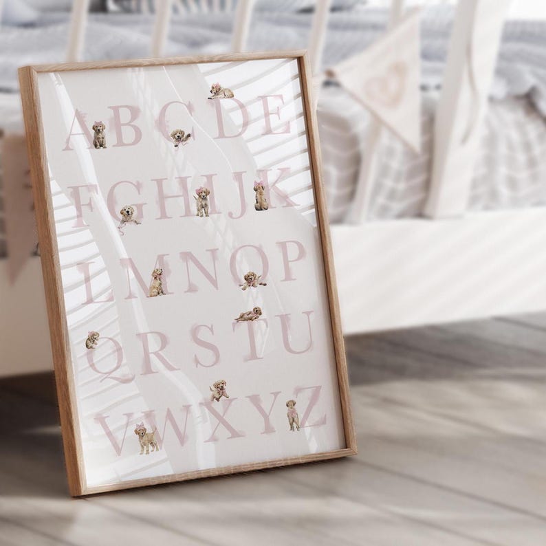 Golden Retriever Alphabet Poster. Puppy ABC Poster. Golden Retriever ...