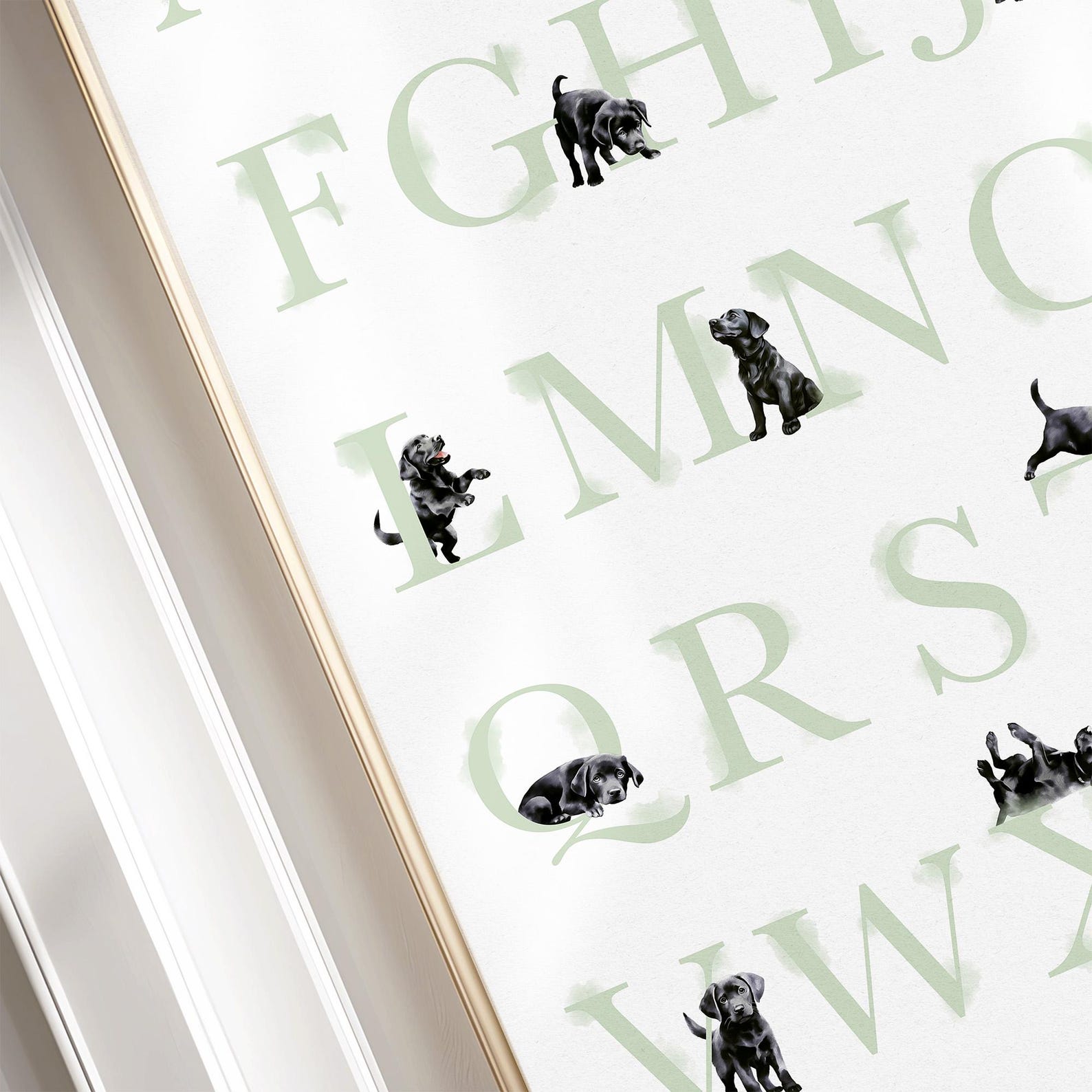 BLACK LABRADOR ABC Poster With Sage Green Letters | Puppy Nursery Decor ...
