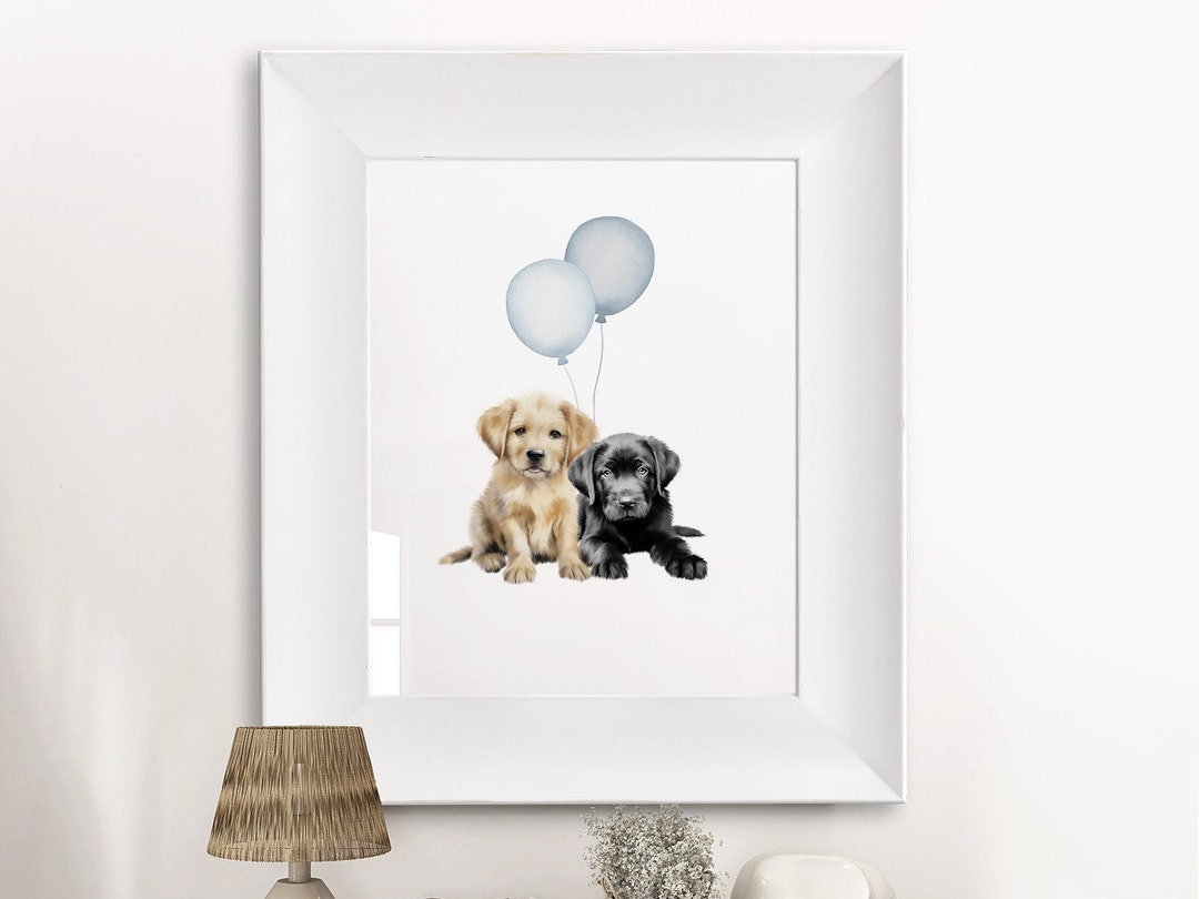 LABRADOR NURSERY PRINT: Black Labrador and Yellow Labrador Puppy ...