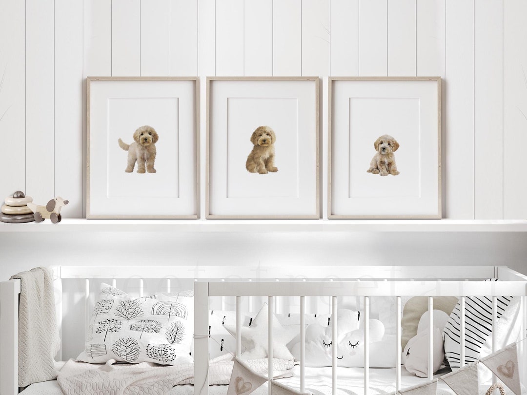 GOLDENDOODLE Nusery Decor. Set of 3 Golden Doodle Nursery Wall Art ...