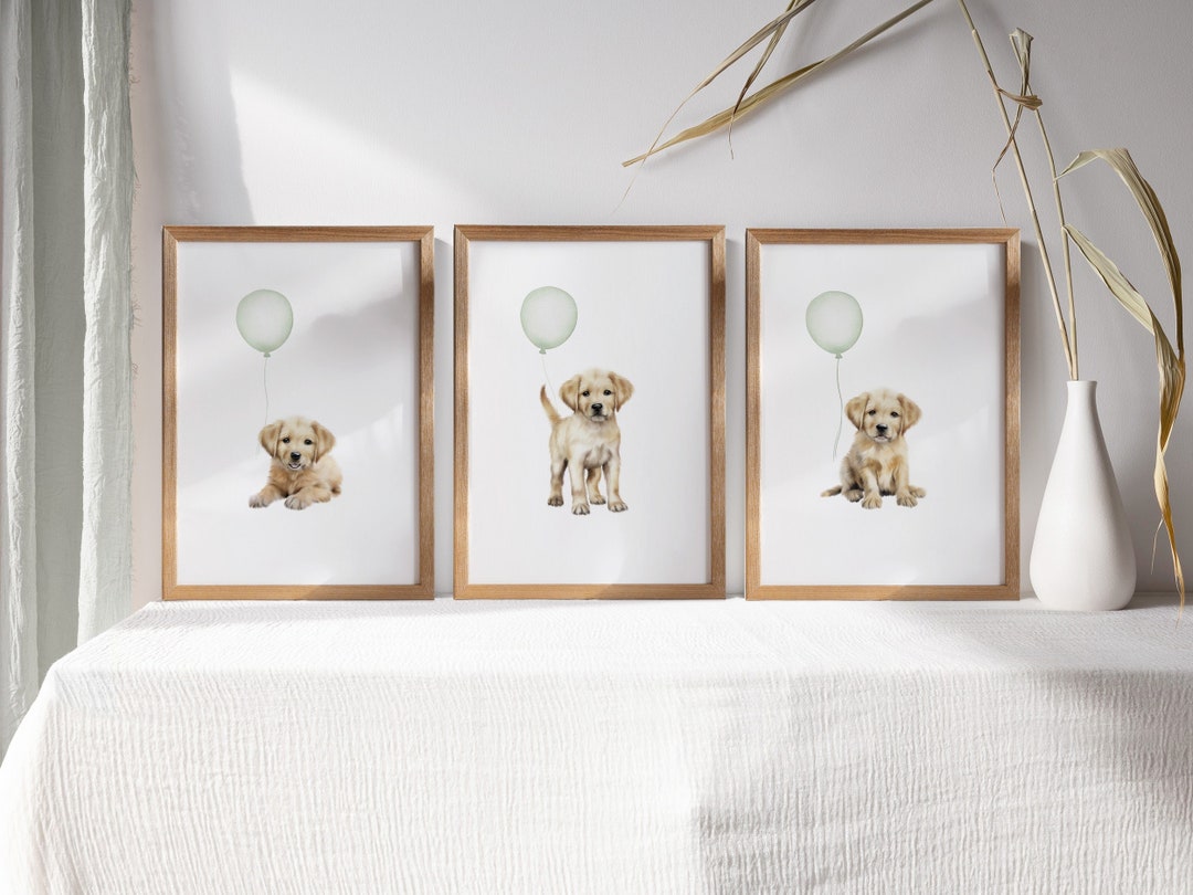 LABRADOR Puppy Nursery Decor, Set of 3 Prints, Yellow Lab Nursery Art ...