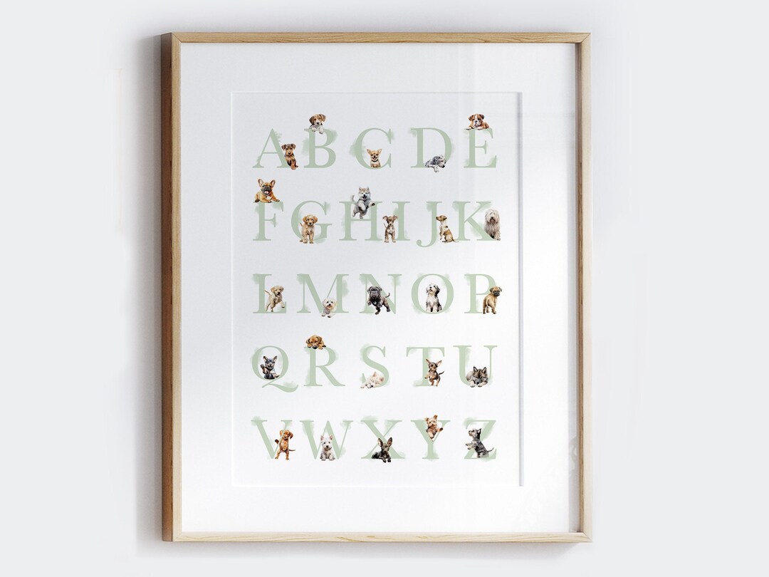 Puppy Dog ALPHABET POSTER Puppy Nursery Decor Alphabet Nursery Art ...